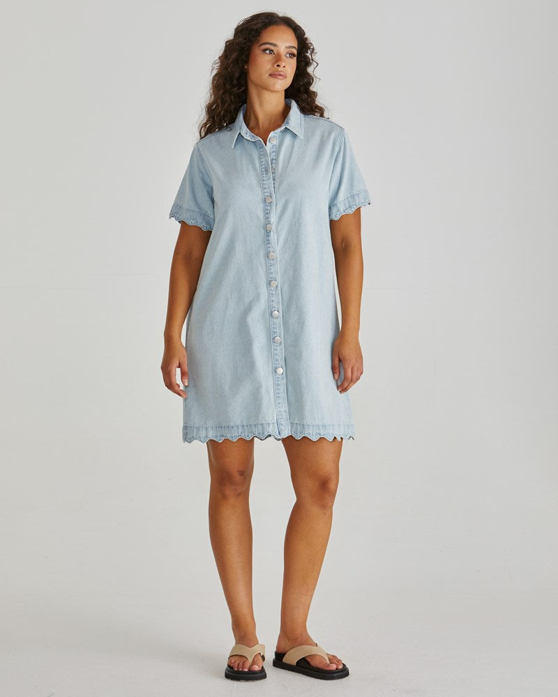Vale Scalloped Denim Dress - Bleach – Sass | Melbourne Designed Women’s ...