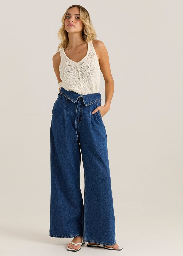 Alissa Foldover Jean - Royal Blue Wash – Sass | Melbourne Designed ...